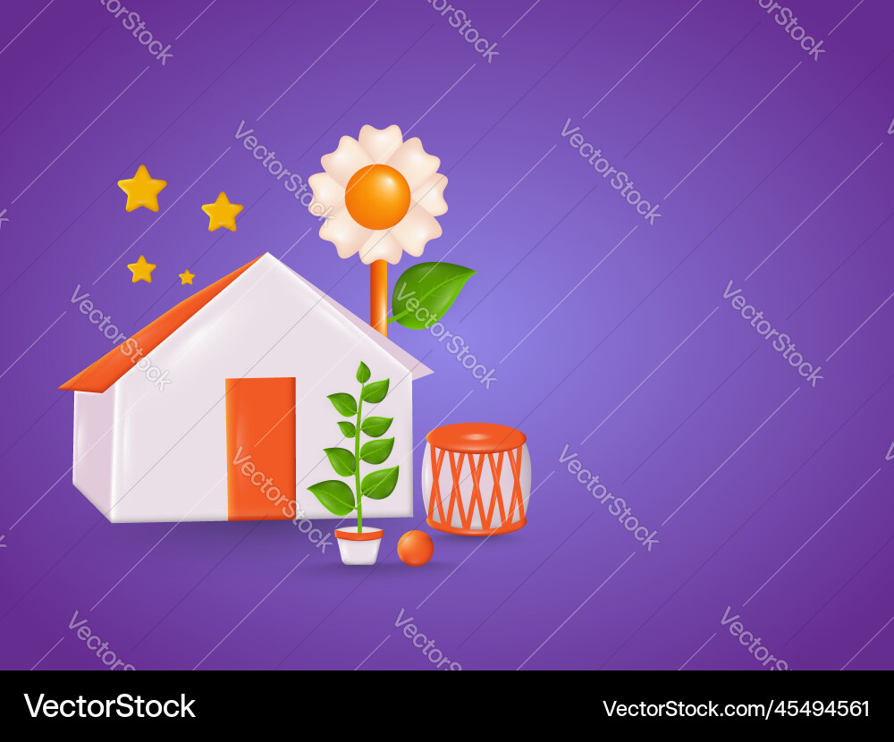 A cute smart house with sunflower concept Vector Image