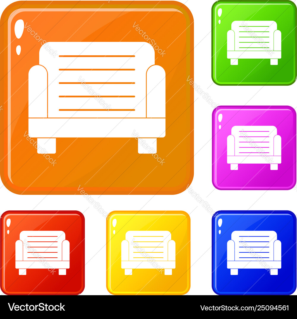 Armchair icons set color Royalty Free Vector Image