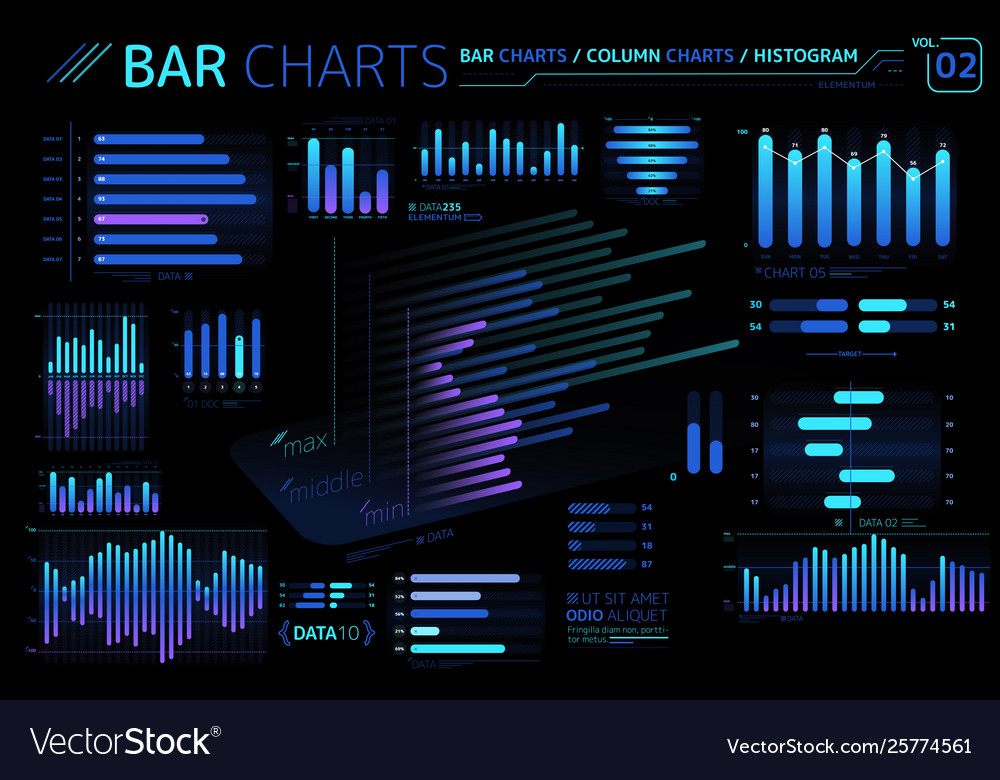 Bar charts column charts and histograms Royalty Free Vector