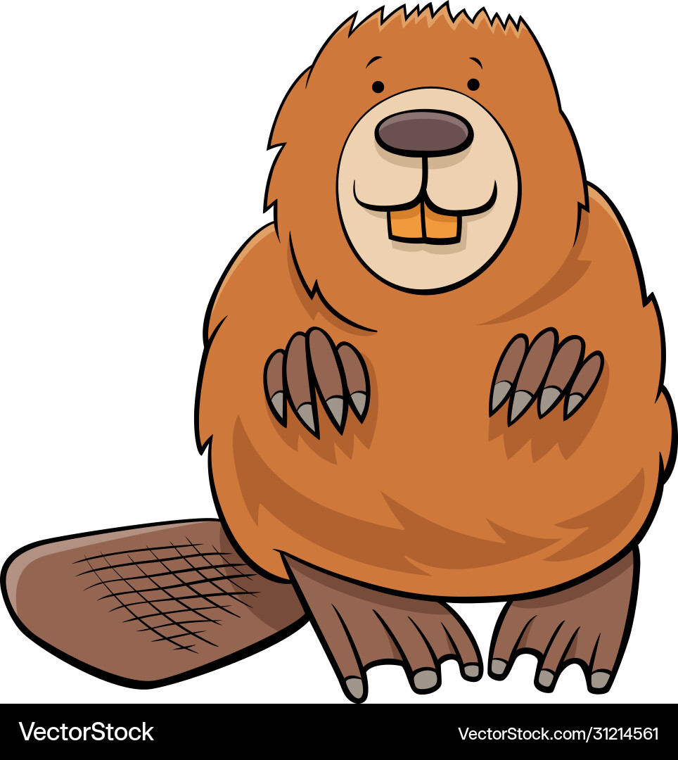 Beaver animal character cartoon Royalty Free Vector Image