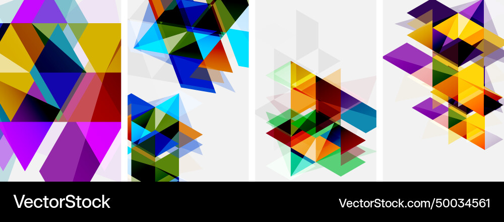 Colorful bright triangles with various colors and Vector Image