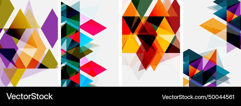 Colorful bright triangles with various colors and Vector Image