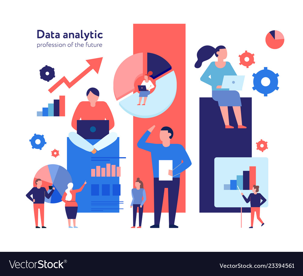 Data analytics flat composition Royalty Free Vector Image