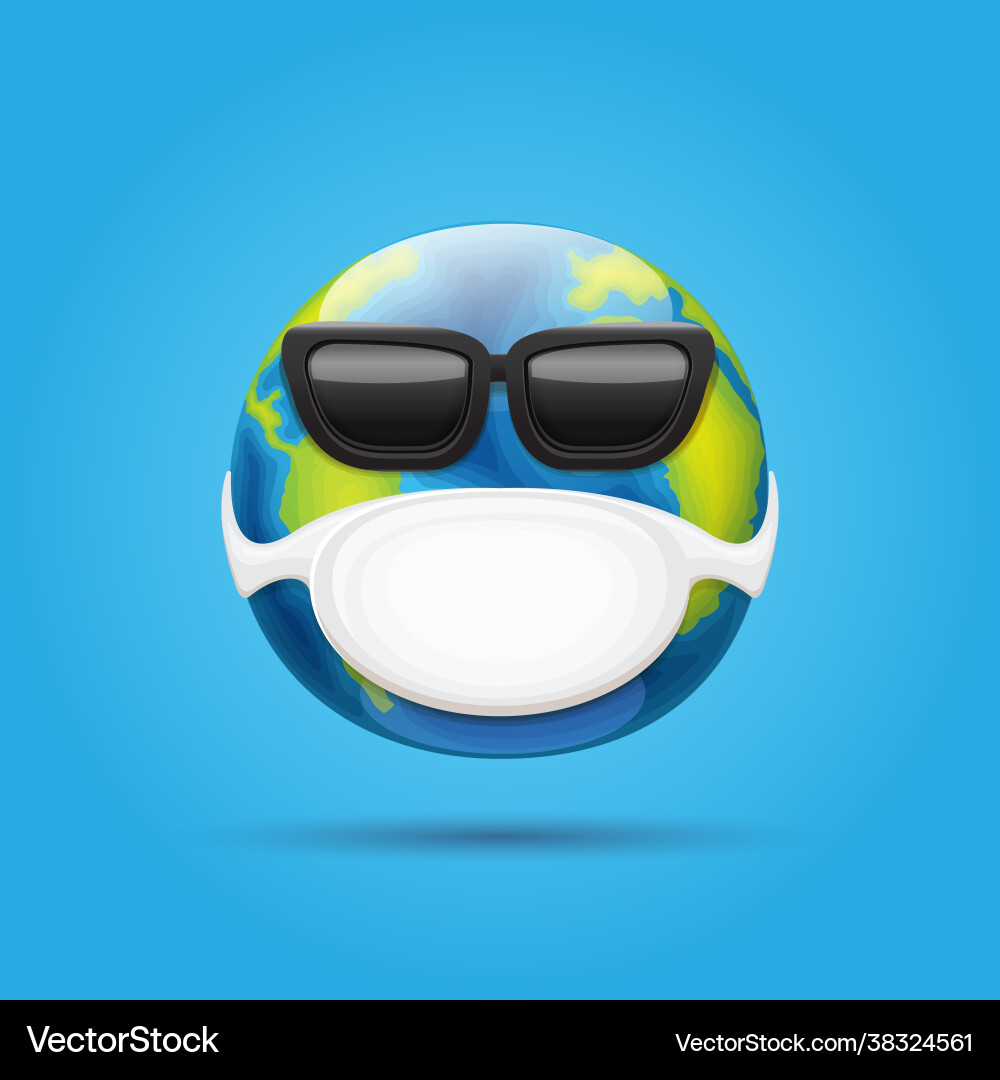 Earth globe smile sticker with mouth Royalty Free Vector