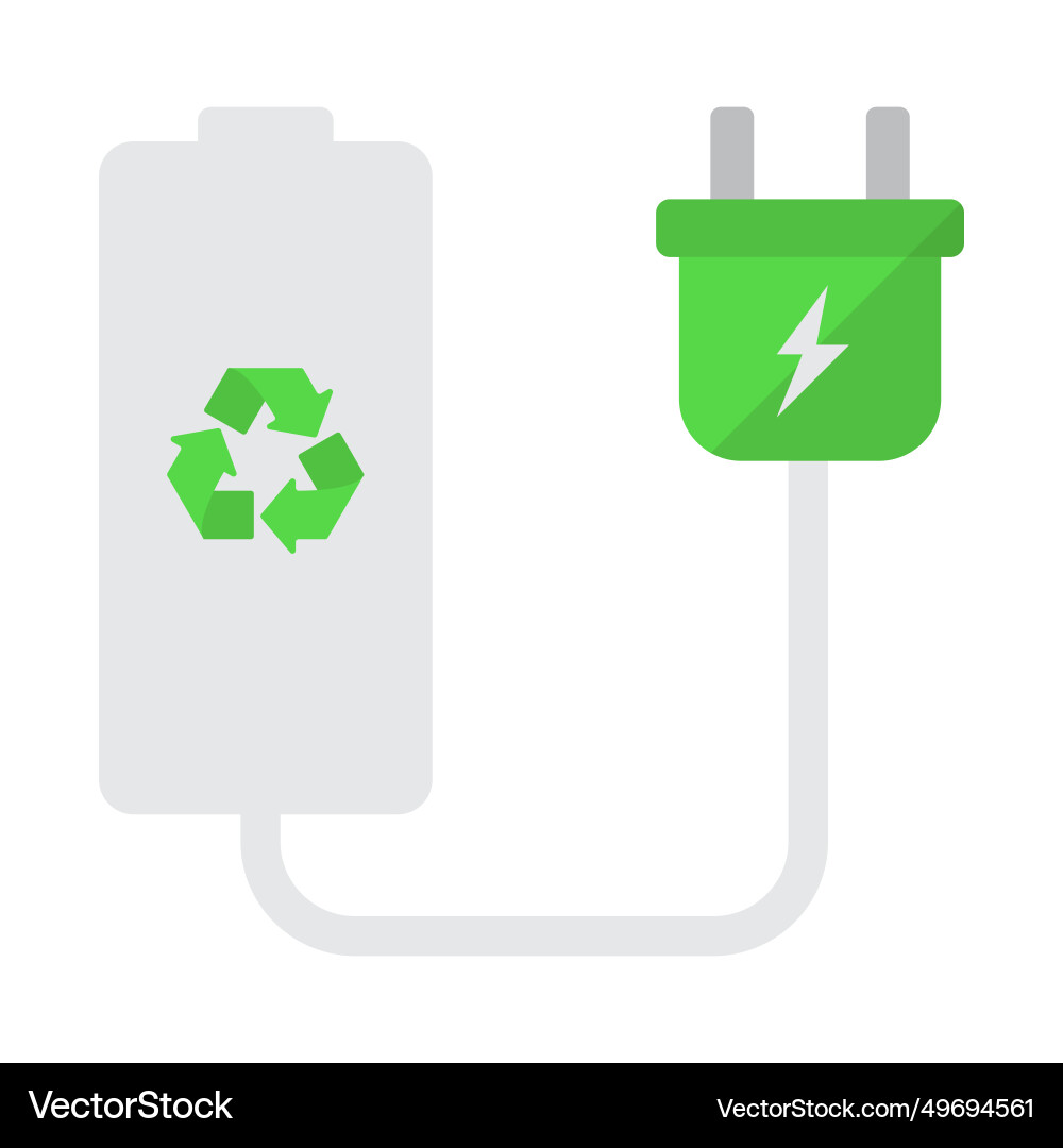 Flat battery and plug on white Royalty Free Vector Image