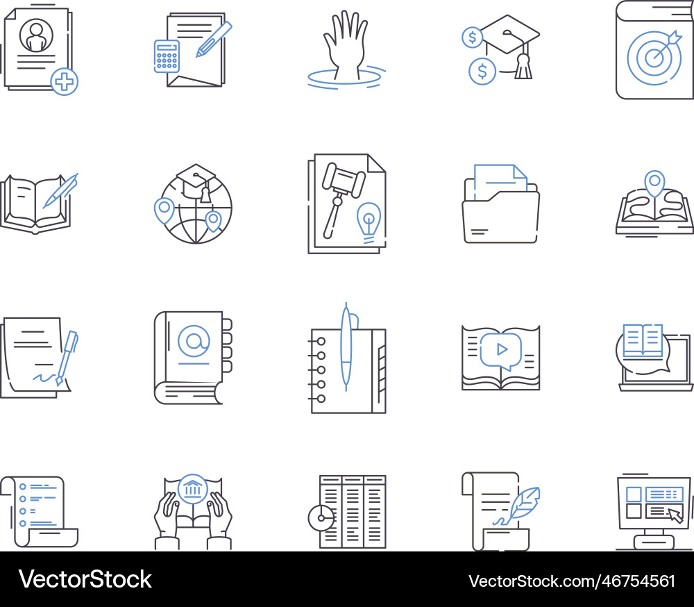 Higher education outline icons collection Vector Image