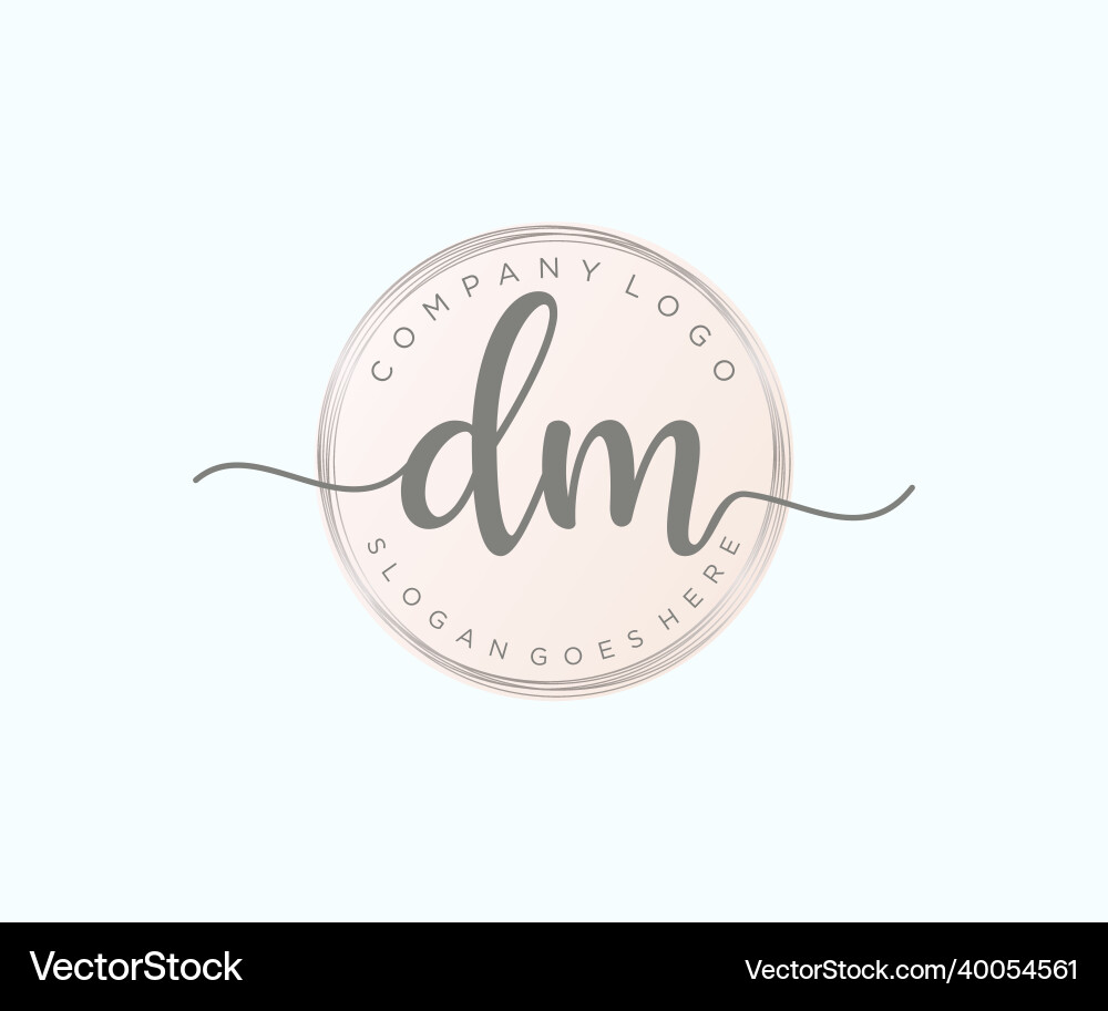 Initial dm feminine logo usable for nature salon Vector Image