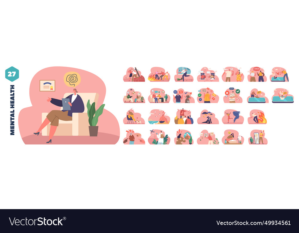 Isolated elements with cartoon characters Vector Image