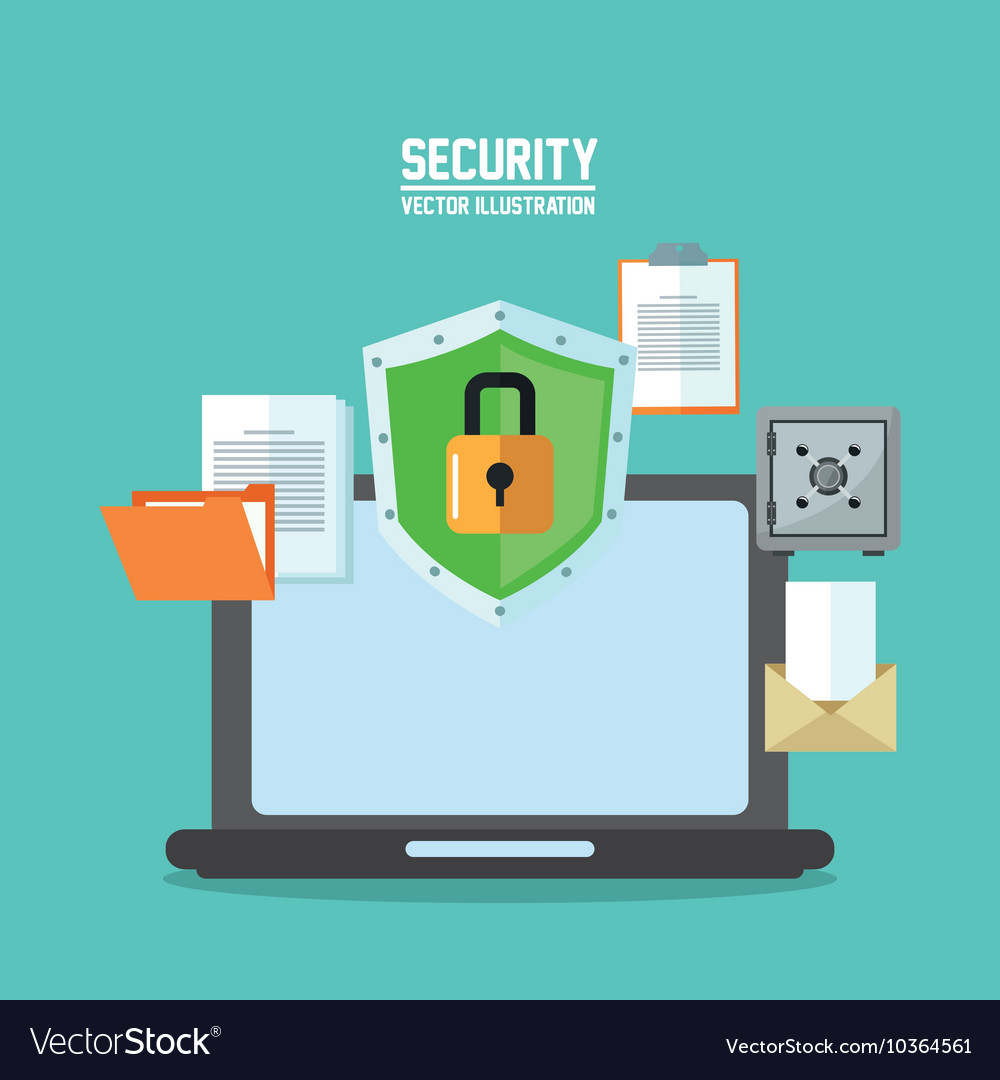 Laptop cyber security system design Royalty Free Vector