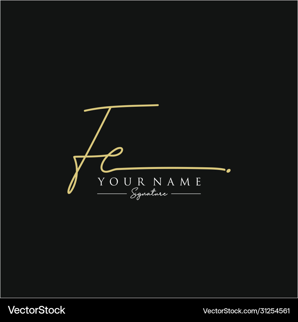 Letter fe signature logo template Royalty Free Vector Image