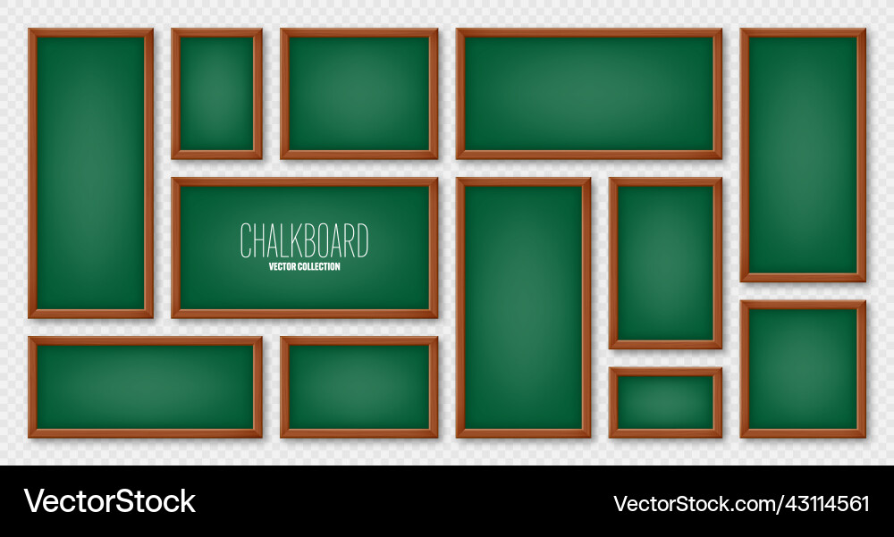 Realistic various chalkboards in a wooden frame Vector Image