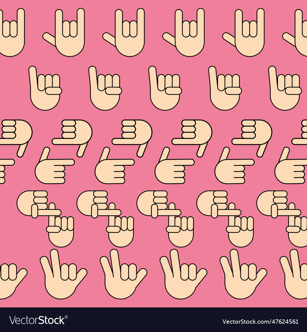 Seamless pattern background with hand gesture Vector Image