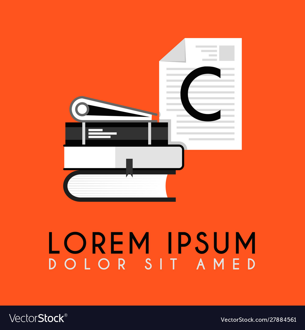 Stack books with additional initial c logo in Vector Image
