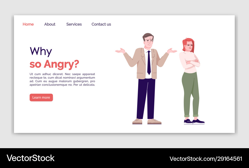 Why so angry landing page template couple Vector Image