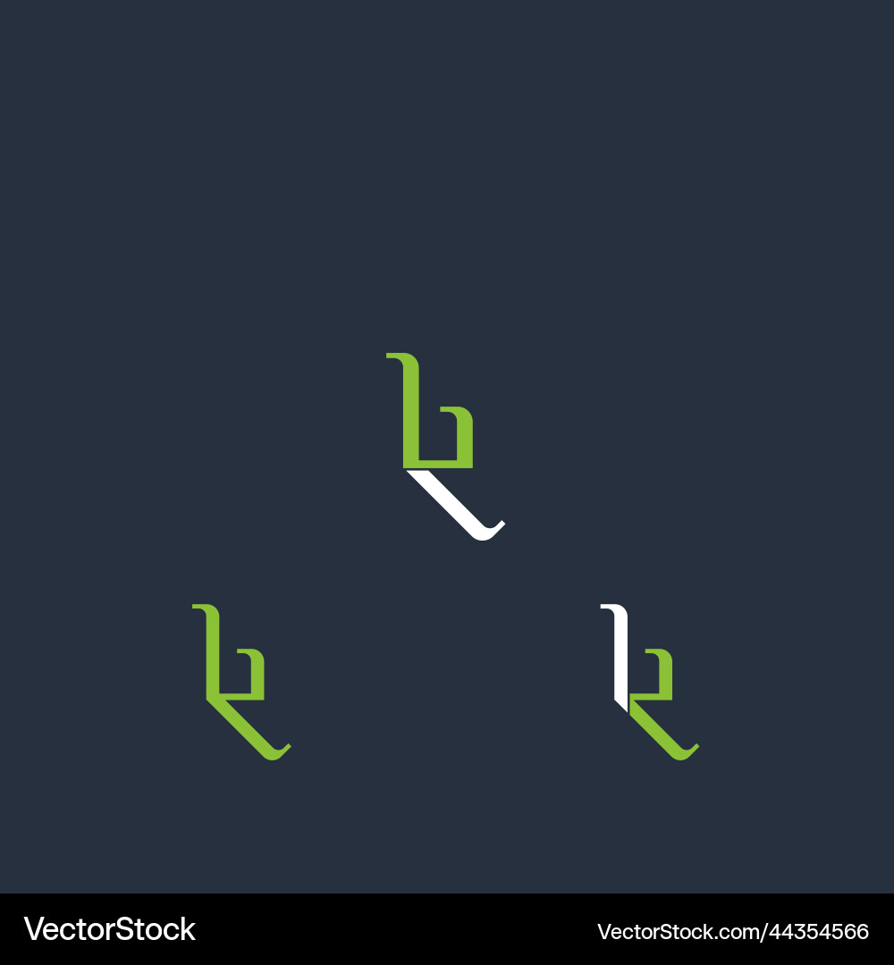 Alphabet initials logo lr rl l and r Royalty Free Vector