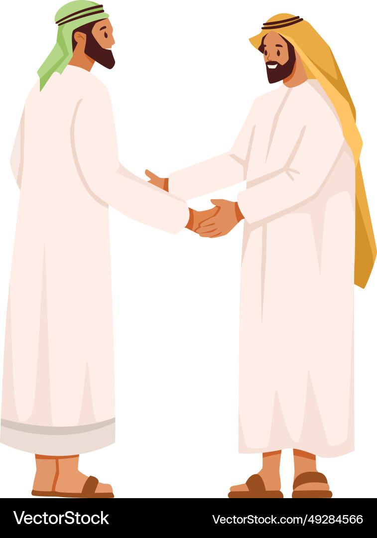 Arab businessman handshake with partner engaged Vector Image