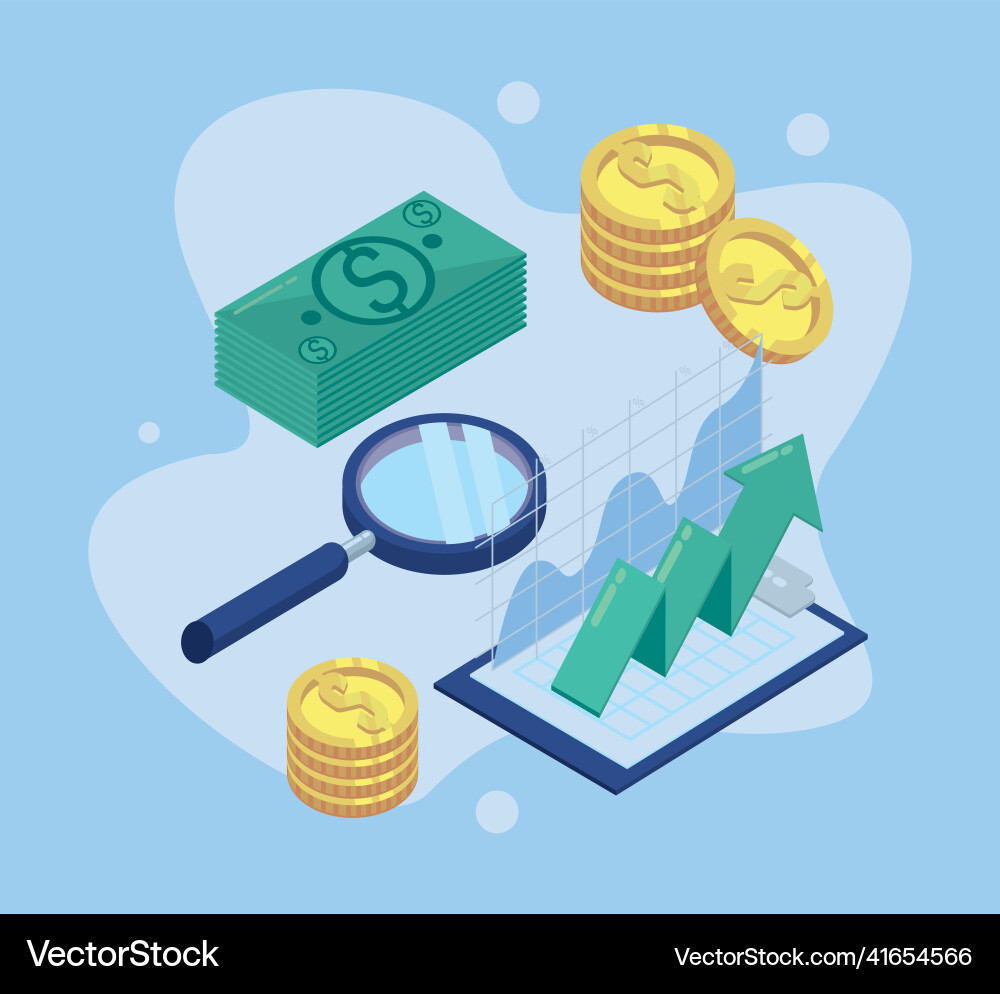 Budget management with statistics Royalty Free Vector Image