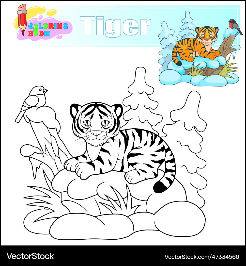 Cute little tiger coloring book Royalty Free Vector Image