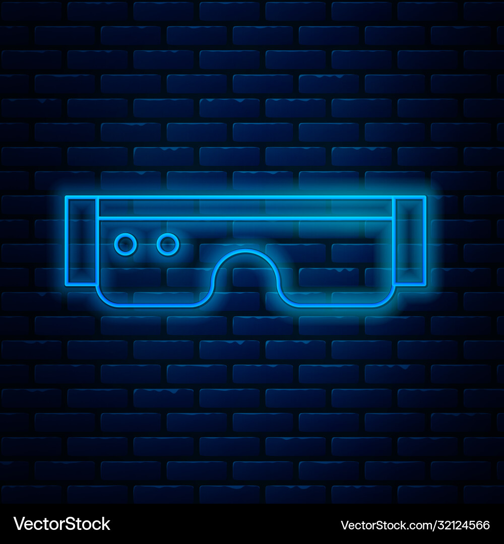 Glowing neon line smart glasses mounted Royalty Free Vector