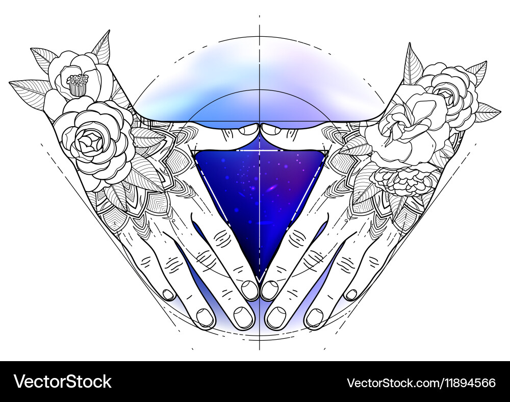 Graphic hands in the shape of triangle Royalty Free Vector