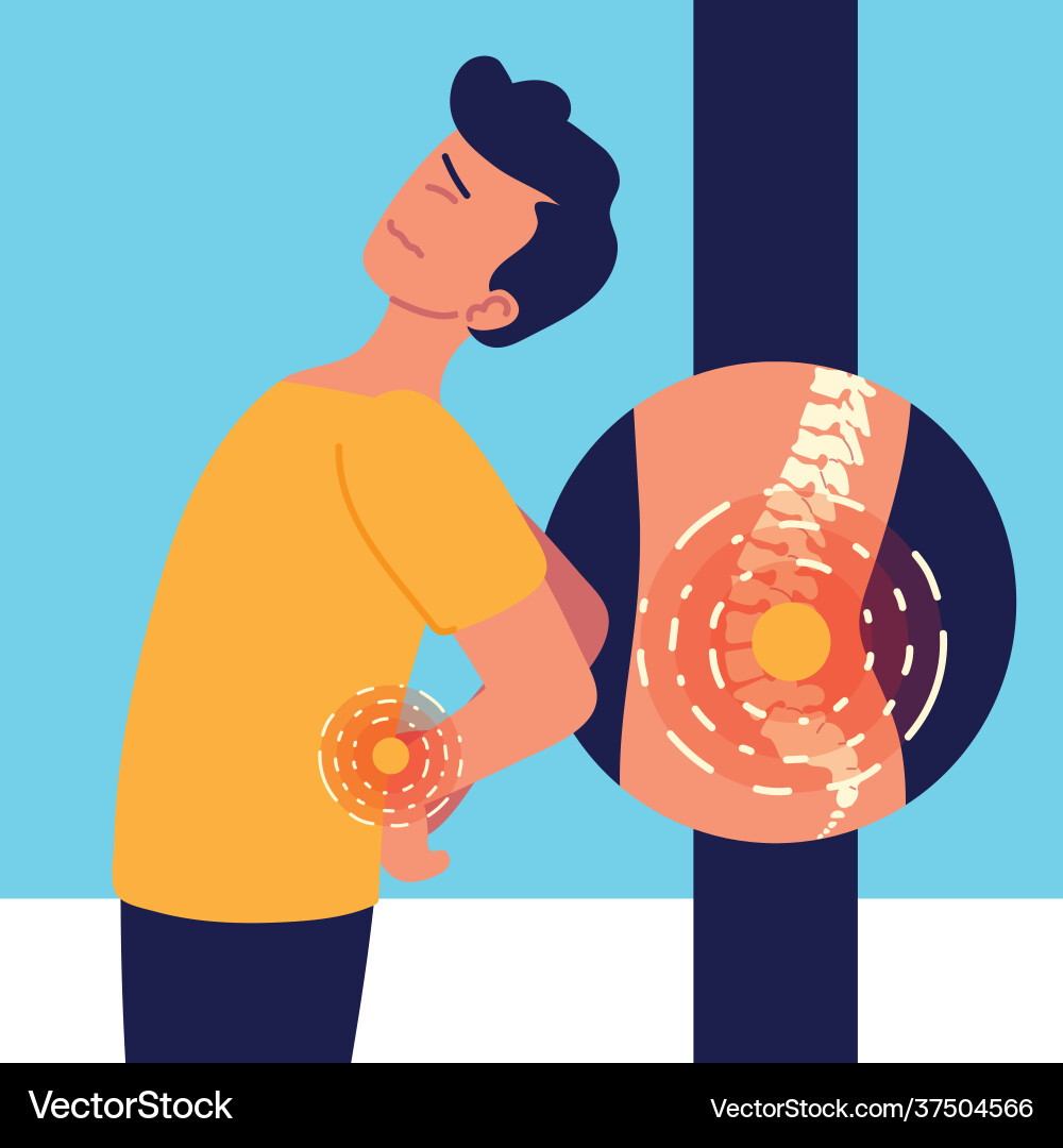 Man and spine pain Royalty Free Vector Image - VectorStock