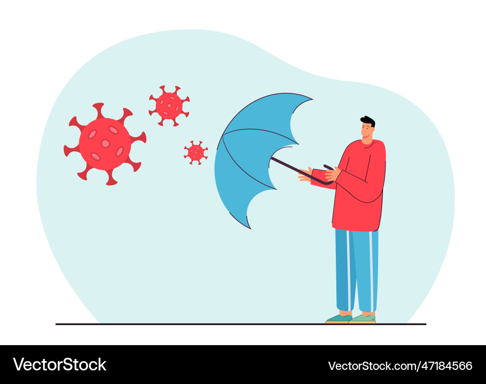 Man protecting yourself with umbrella against Vector Image