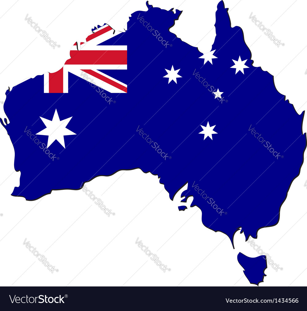 Map of australia with national flag Royalty Free Vector