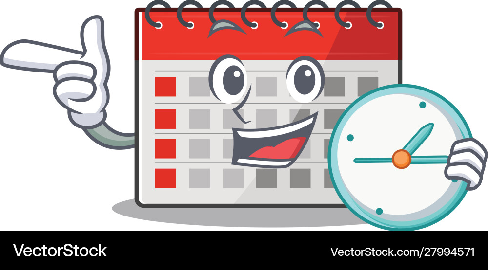 Character calendar isolated with in cartoon Vector Image