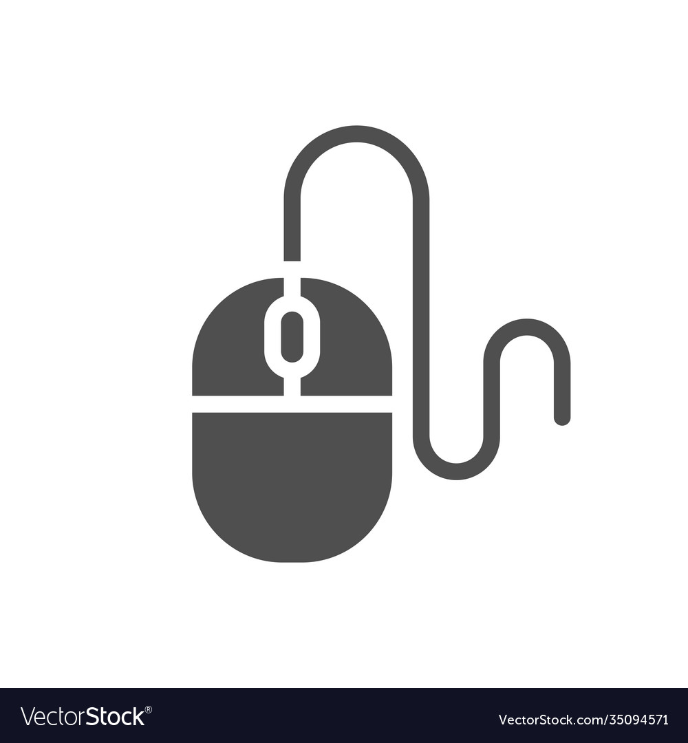 Computer mouse with cable or wire icon Royalty Free Vector