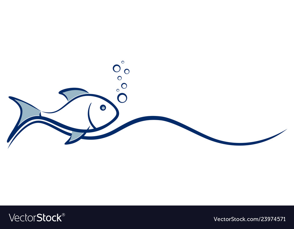 Fish with wave Royalty Free Vector Image - VectorStock