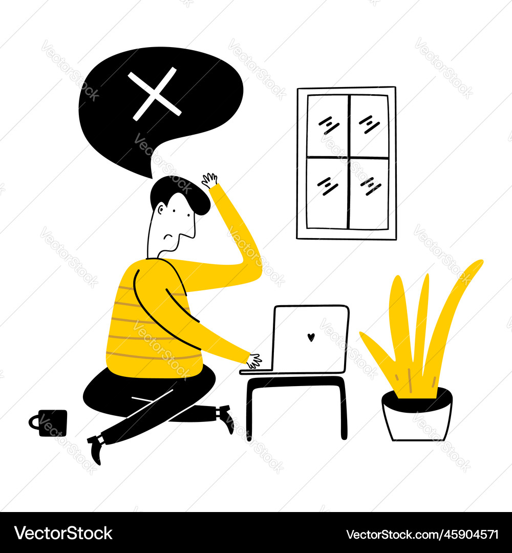 Freelance character of young man at work Vector Image