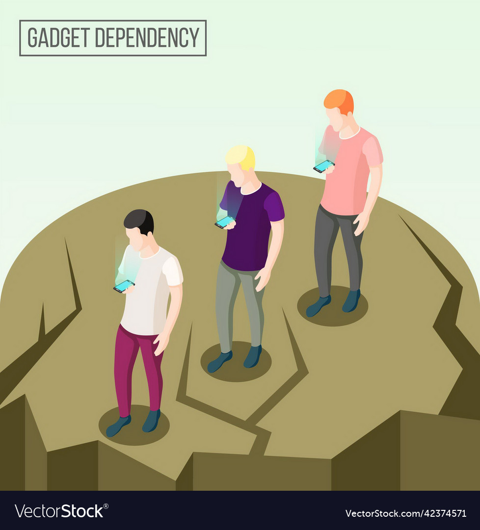 Gadget dependency isometric composition Royalty Free Vector