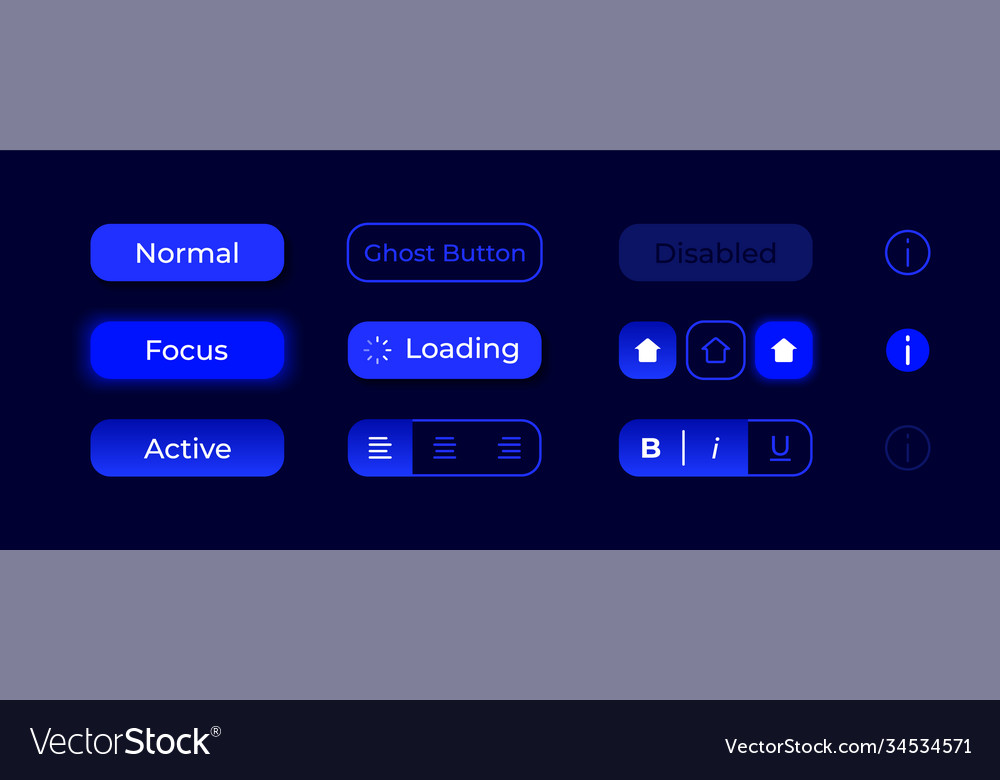 Glowing buttons ui elements kit Royalty Free Vector Image Glowing buttons ui elements kit Royalty Free Vector Image