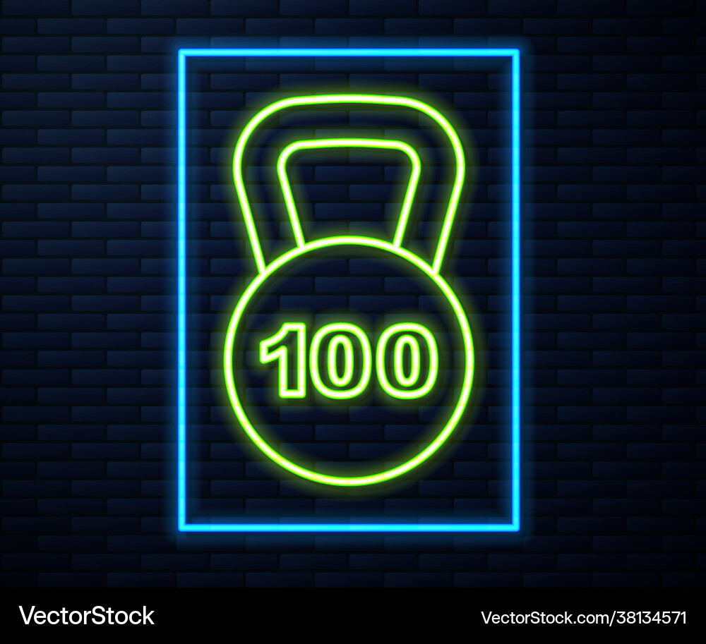 Glowing neon line weight icon isolated on brick Vector Image