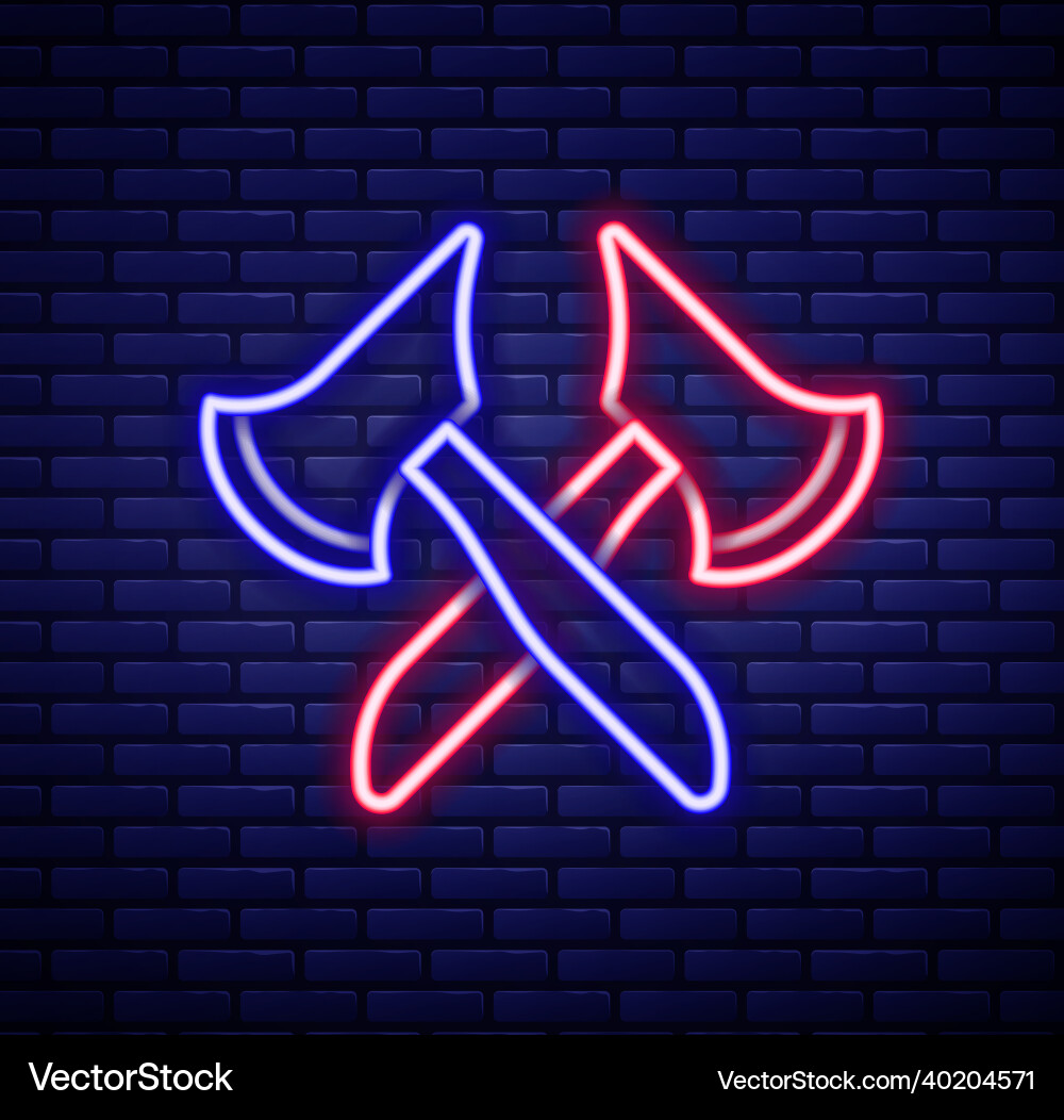 Glowing neon line wooden axe icon isolated Vector Image