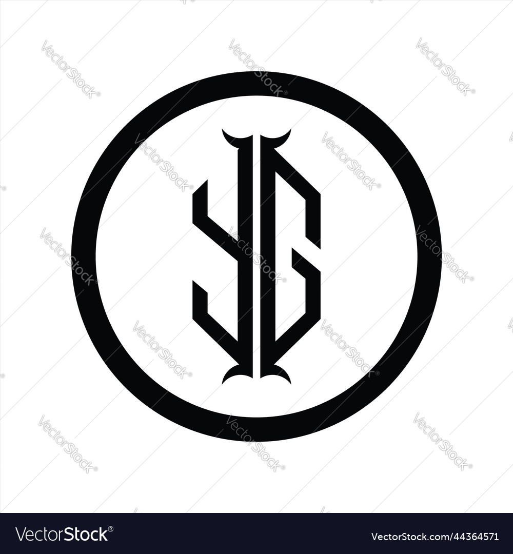 Gy logo monogram letter with hexagon horn shape Vector Image