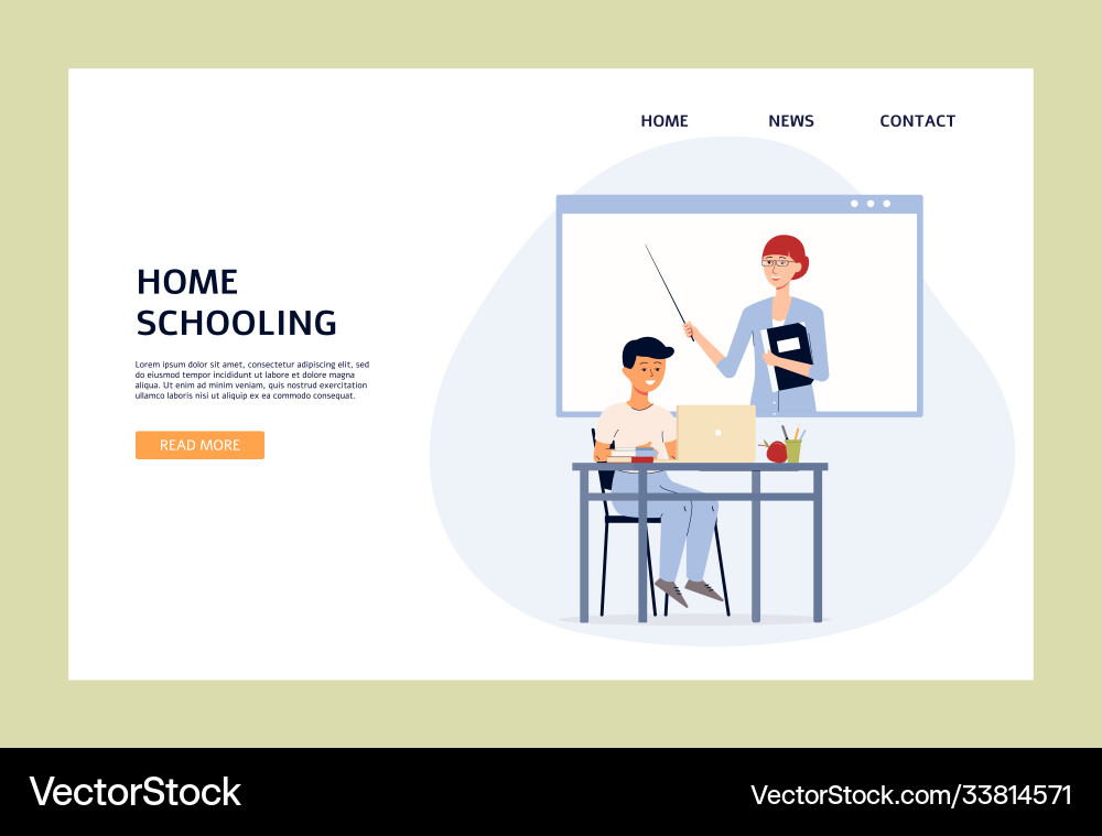 Home schooling banner with child getting lesson Vector Image