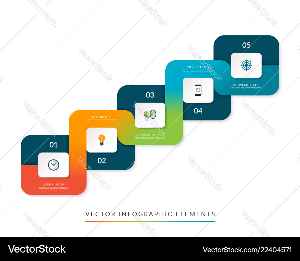 Infographic stair template of 5 steps Royalty Free Vector
