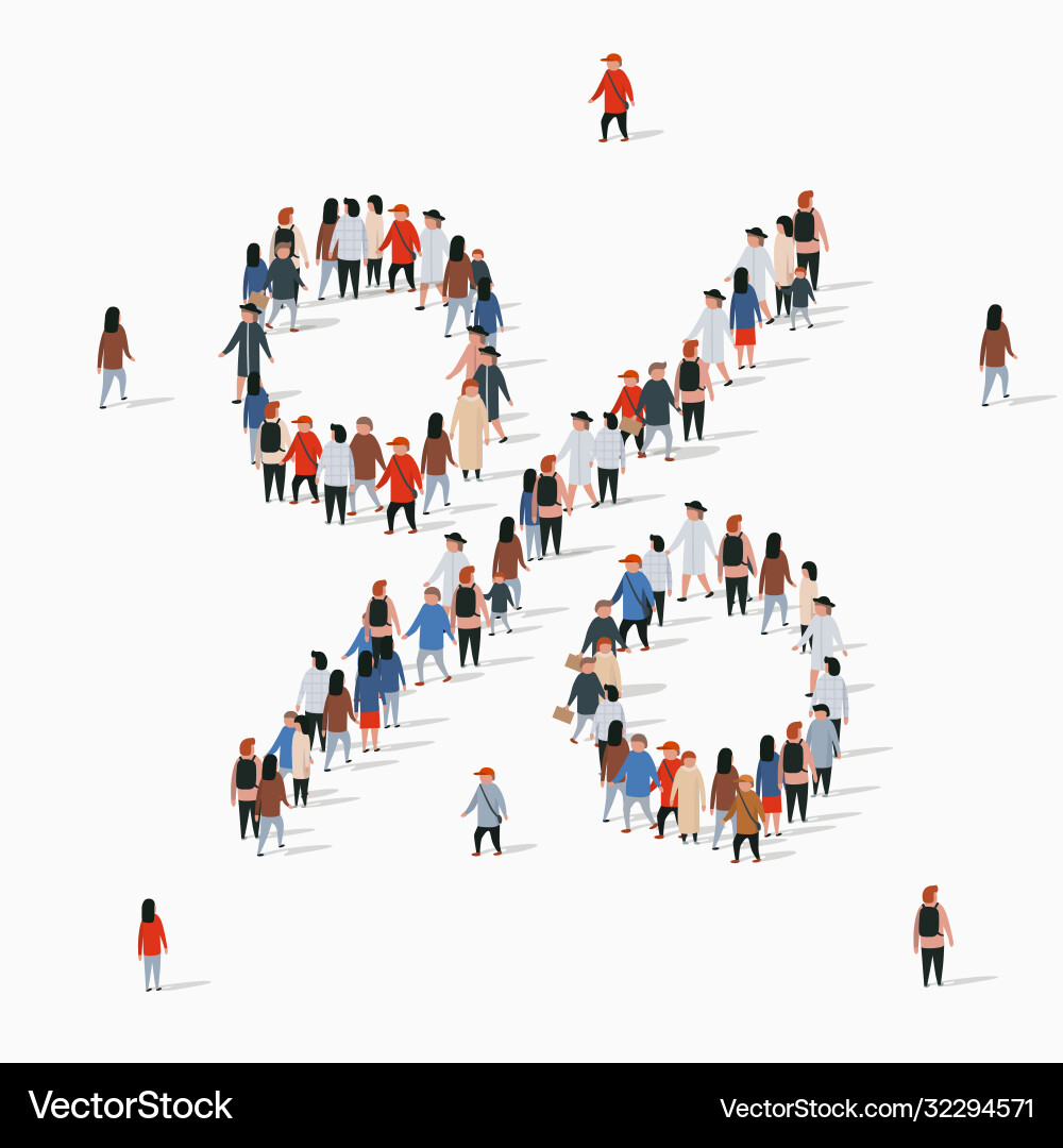 Large group people in form percent sign Royalty Free Vector