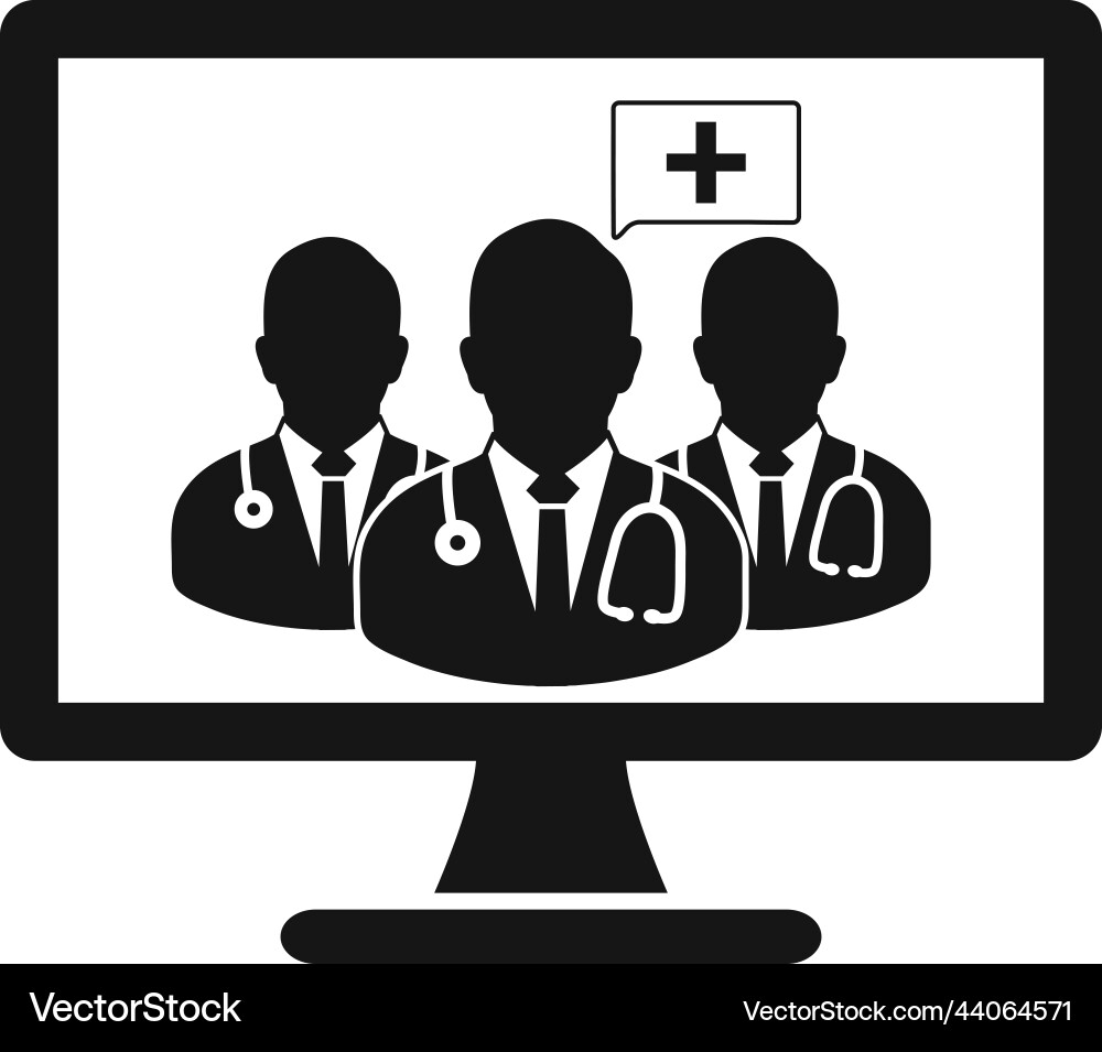 Online medical team icon flat style eps Royalty Free Vector