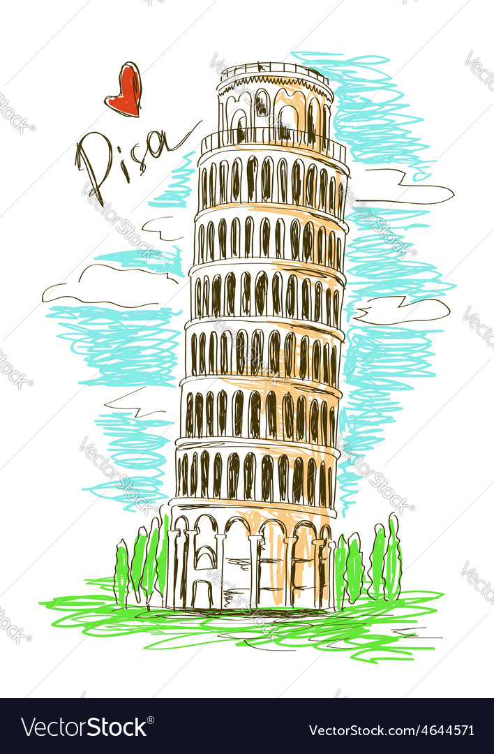 Pisa tower Royalty Free Vector Image - VectorStock