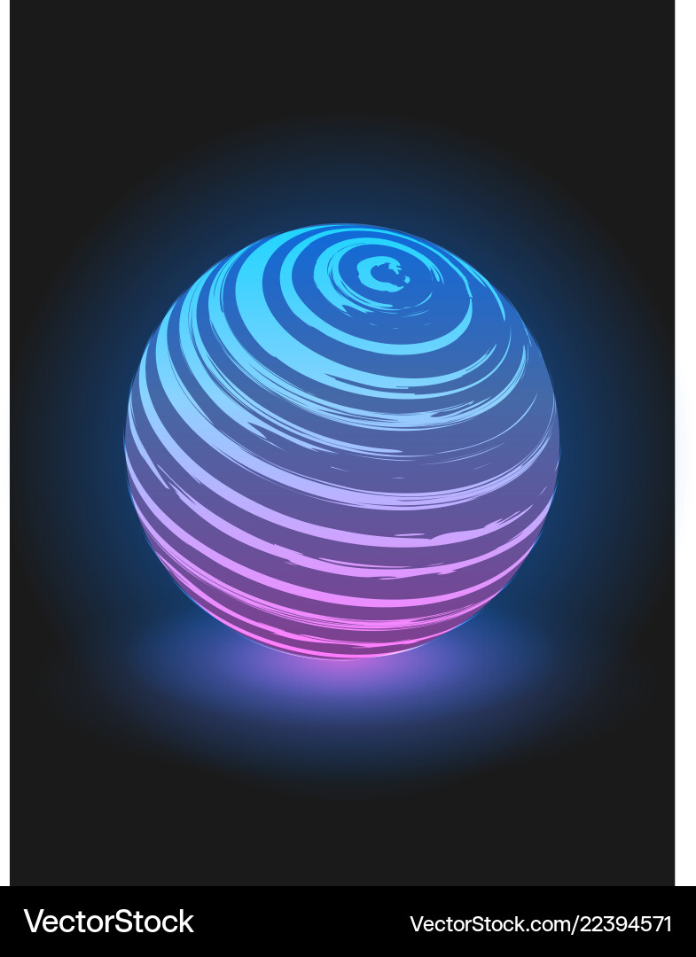 Purple with blue glow ball on black background Vector Image