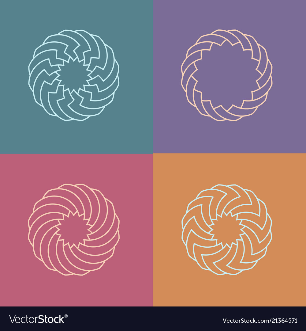 Set round linear pattern logos Royalty Free Vector Image