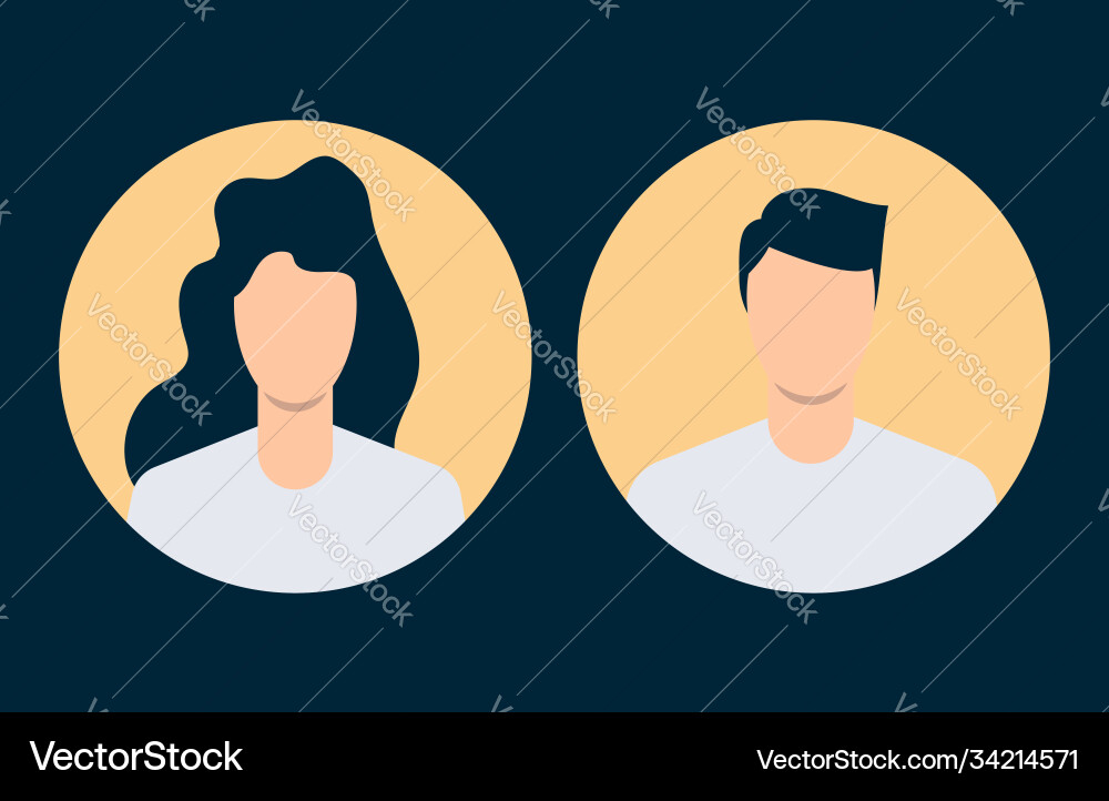 Simple avatars man and woman flat design Vector Image