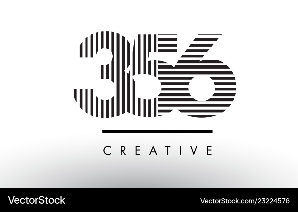 356 black and white lines number logo design Vector Image