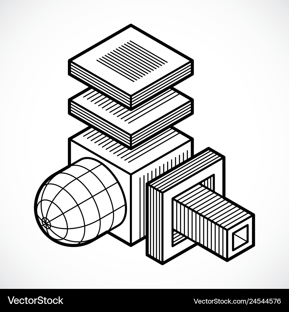 3d design abstract cube shape Royalty Free Vector Image