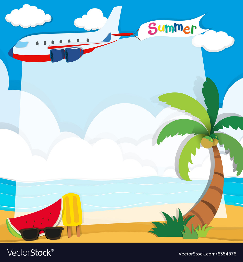 Border design with summer theme Royalty Free Vector Image