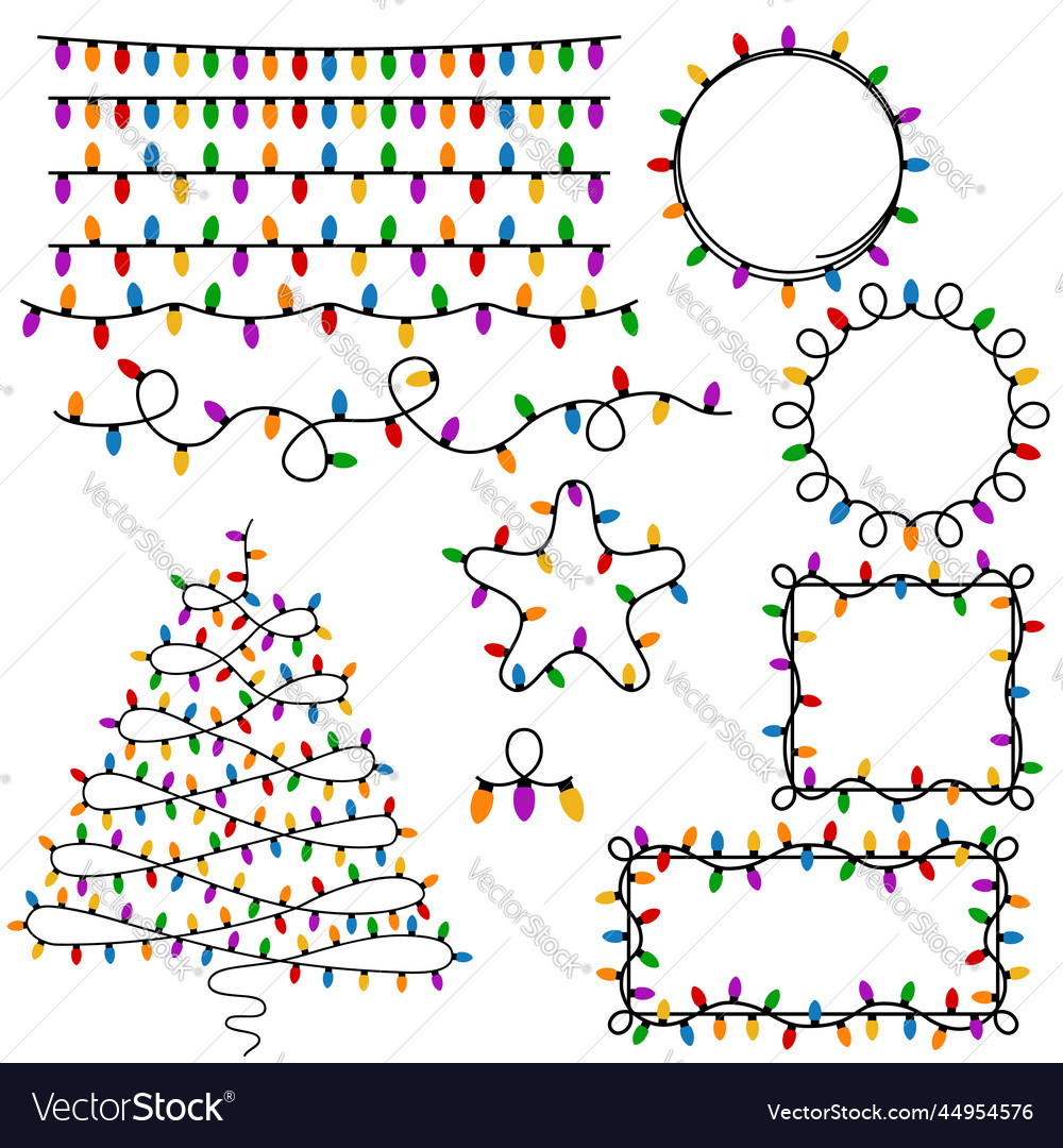 Christmas lights bundle collection decoration Vector Image