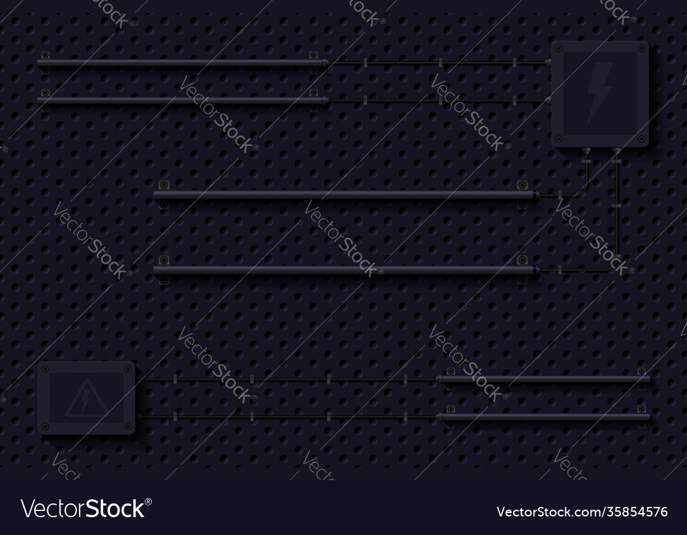 Empty black electric wall technical background Vector Image