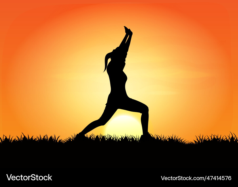 Graphics image woman exercises tai chi Royalty Free Vector